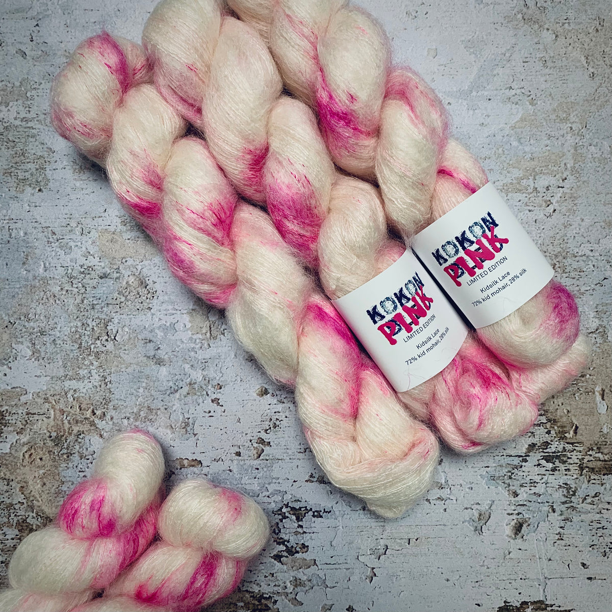 KOKON Pink - 4ply / Fingering, 12ply / Aran Weight Yarn and Kidsilk Mo ...