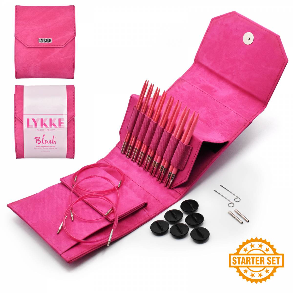 Lykke Blush 5" Interchangeable Needles Starter Set - Fuchsia Fabric ...